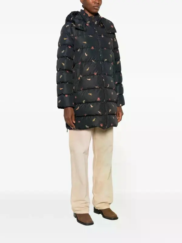 Etro Quilted Hooded Coat With Animal And Floral Print