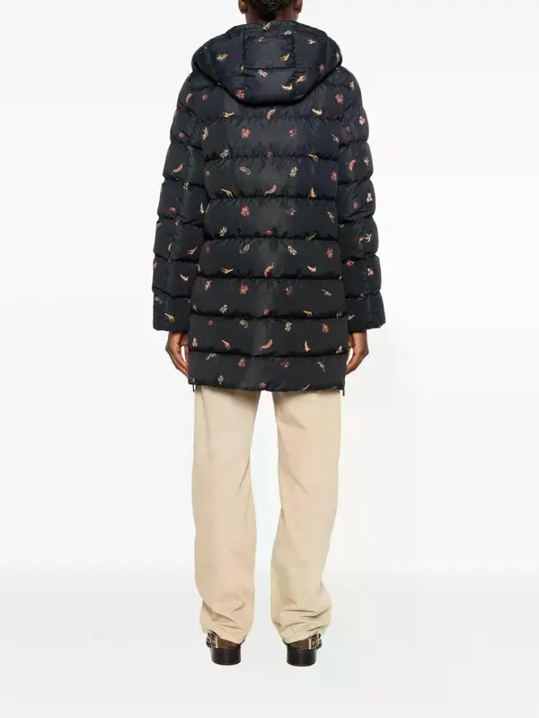Etro Quilted Hooded Coat With Animal And Floral Print