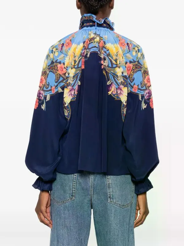 Etro Floral Print Ruffled Collar Blouse