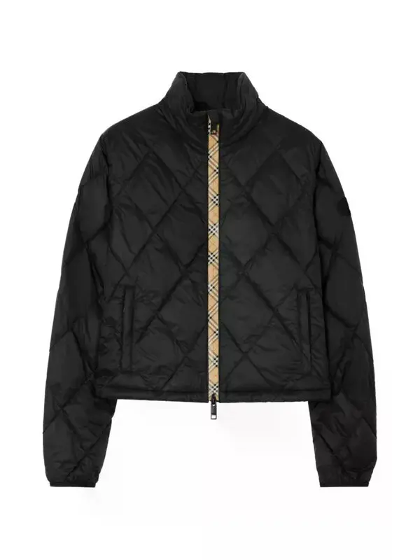 Burberry Quilted Nylon Bramford Jacket With House Check Taping - Black