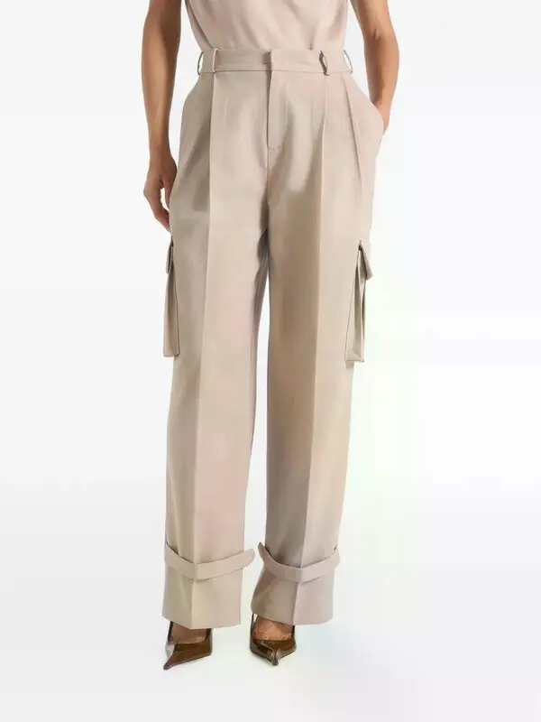 Manière De Voir Danielle Tailored Pleated Cargo Trousers Beige - Neutrals