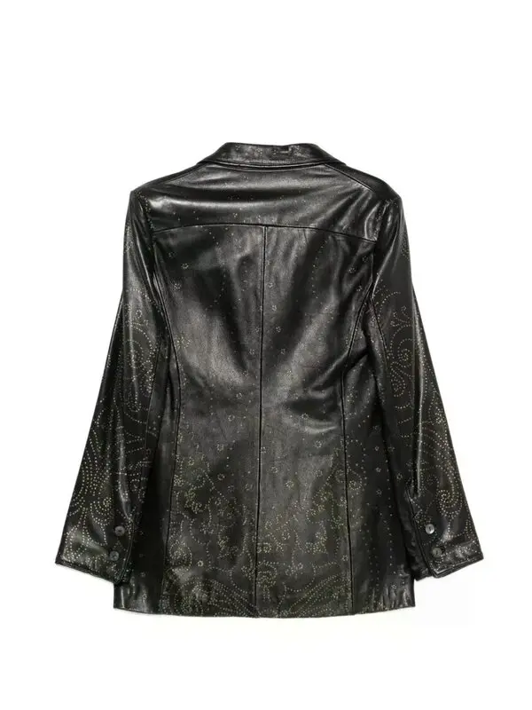 Roberto Cavalli 1990s Paisley-print Leather Jacket - Black