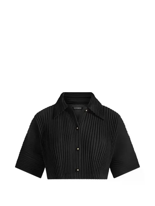 Manière De Voir Maniere De Voir Cropped Pleated Short-sleeve Shirt - Black