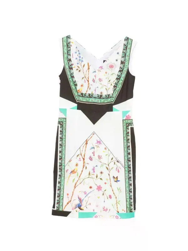 Roberto Cavalli 2000s Floral-print Sleeveless Midi Dress - White