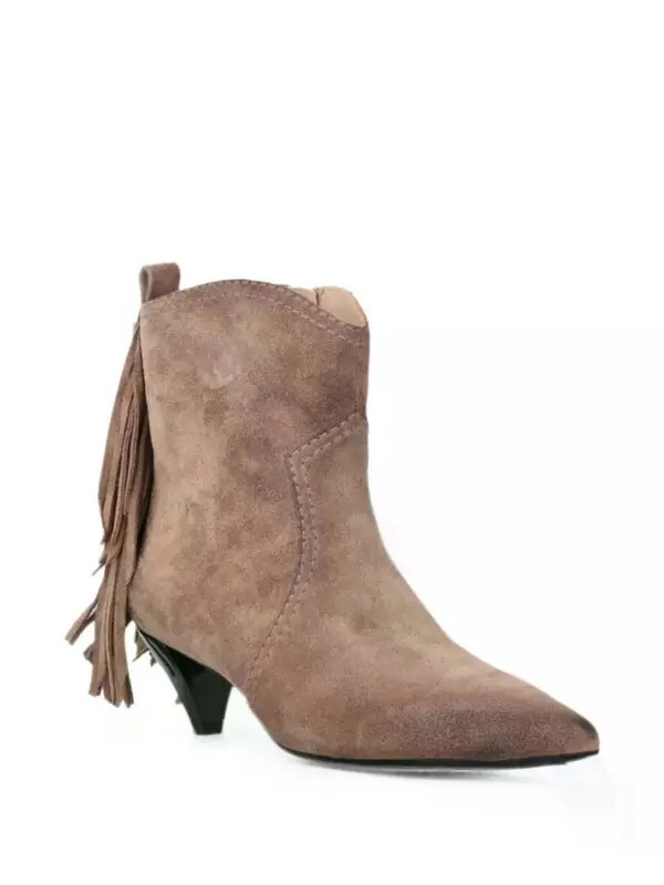 Pinko Fringe Detail Suede Ankle Boots
