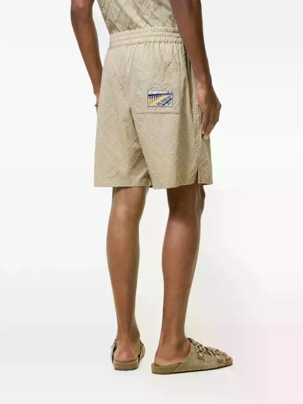 Burberry Check Embroidered Cotton Shorts