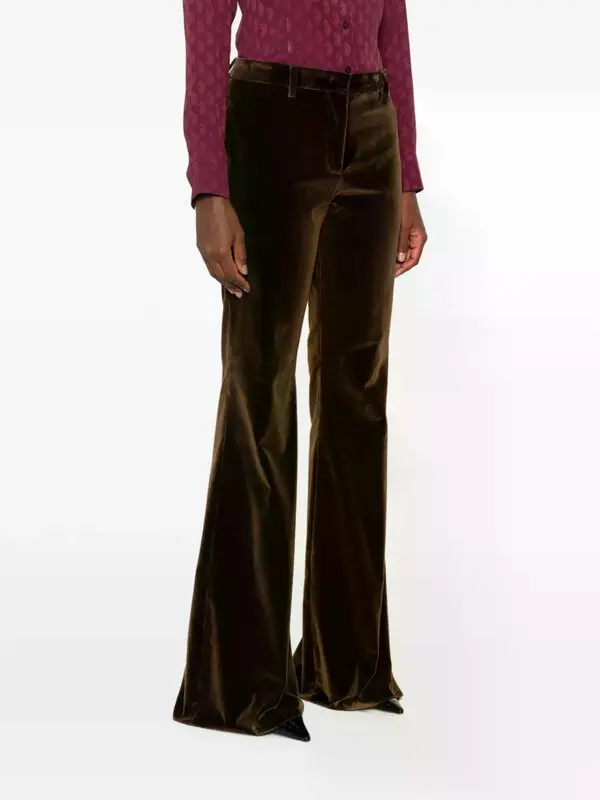 Etro Velvet Flared Trousers - Green