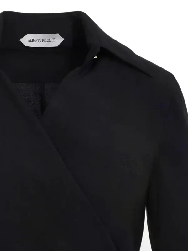 Alberta Ferretti Midi Wrap Dress With Lace Trim