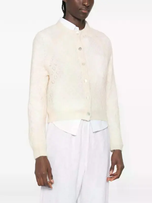 DÔEN Petra Pointelle-knit Cardigan - Neutrals