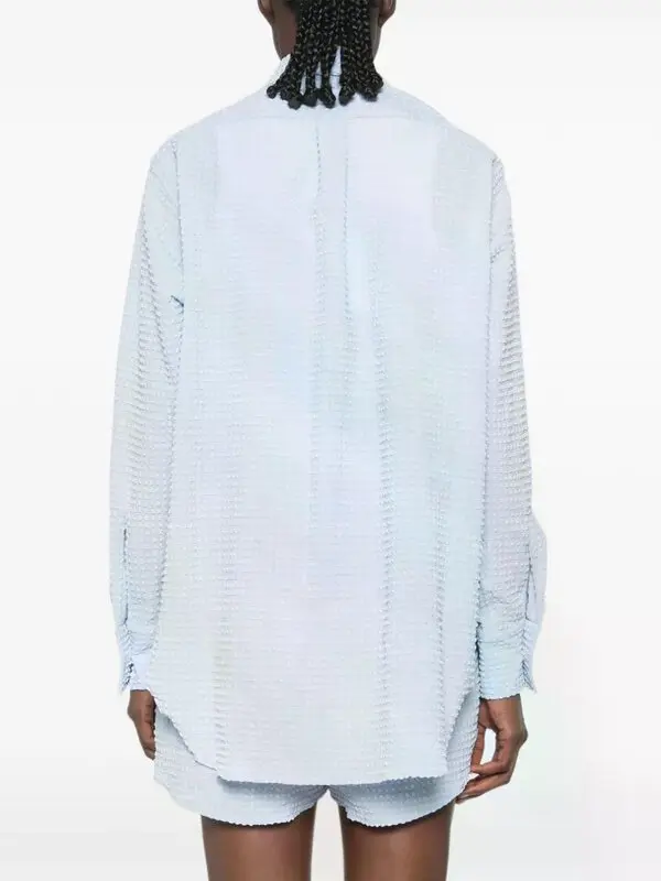 Hunza G Oversized Seersucker Shirt - Blue