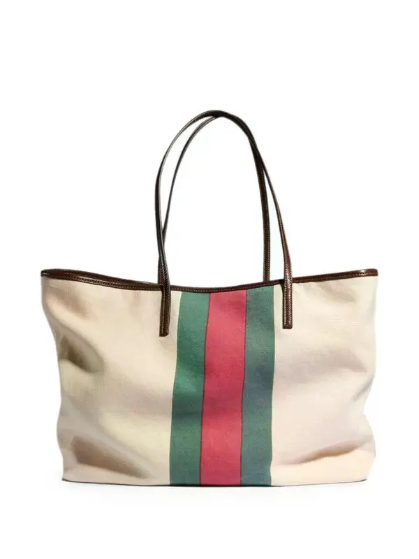 Gucci Web-stripe Canvas Tote Bag