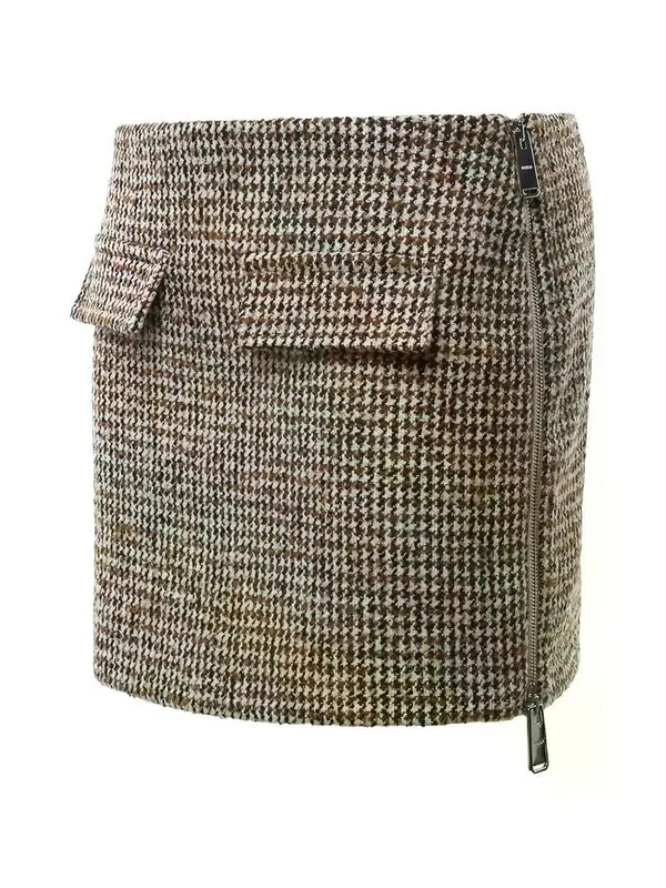 DONDUP Houndstooth-pattern Flap-pocket Skirt