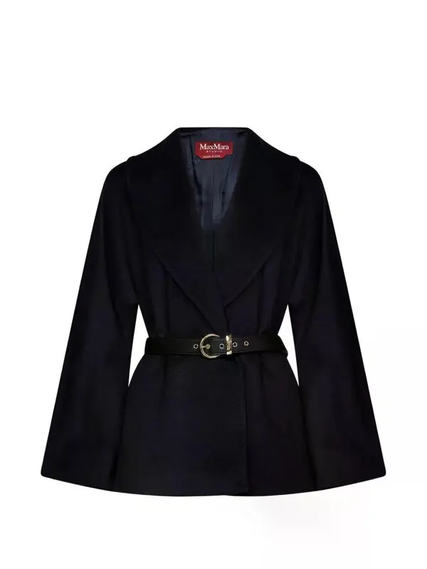 Max Mara Belted Virgin-wool Coat - Blue