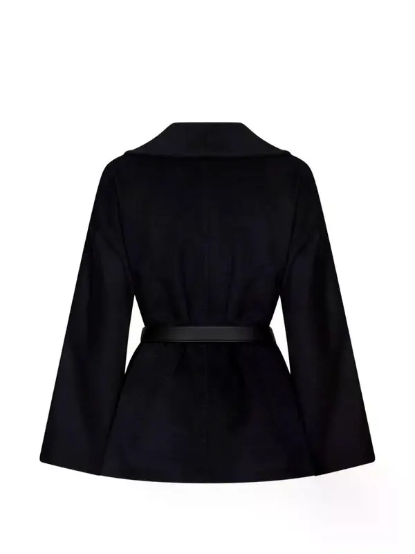 Max Mara Belted Virgin Wool Coat - Blue
