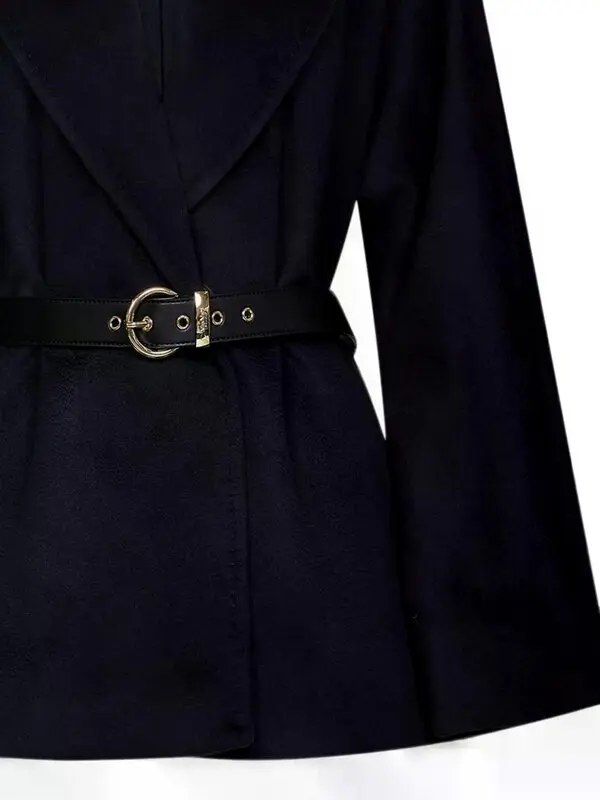 Max Mara Belted Virgin Wool Coat - Blue