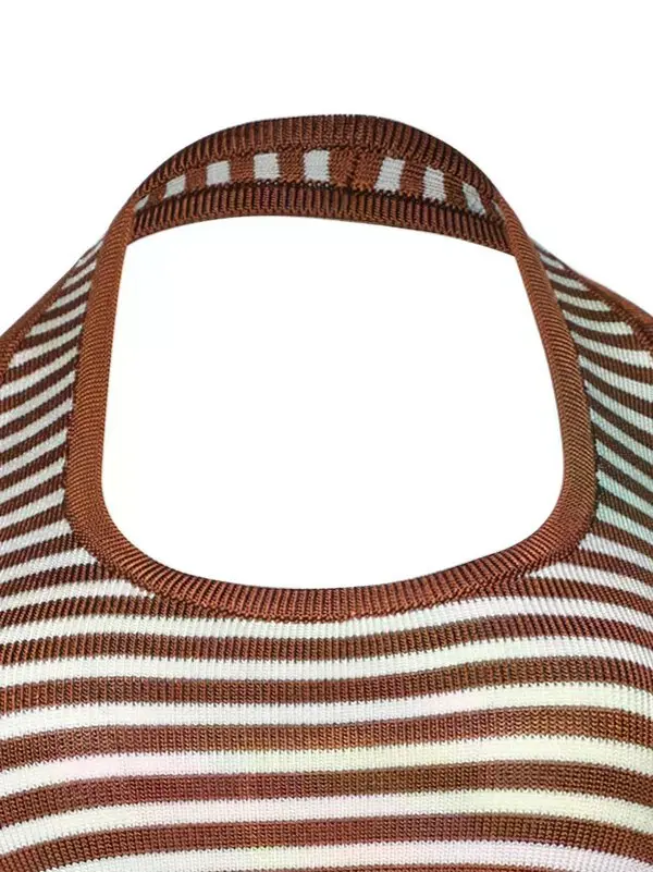 Calle Del Mar Striped Halterneck Knit Top - Brown