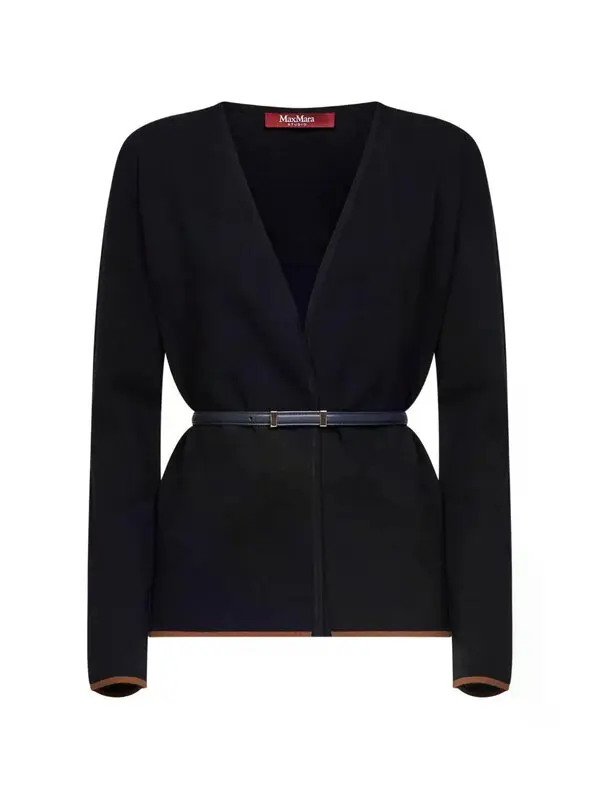 Max Mara Mstdente Belted V-neck Cardigan - Blue