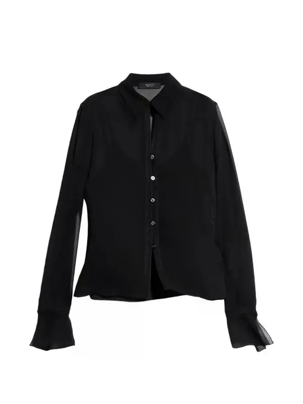 Gucci Flared-cuff Silk Shirt - Black