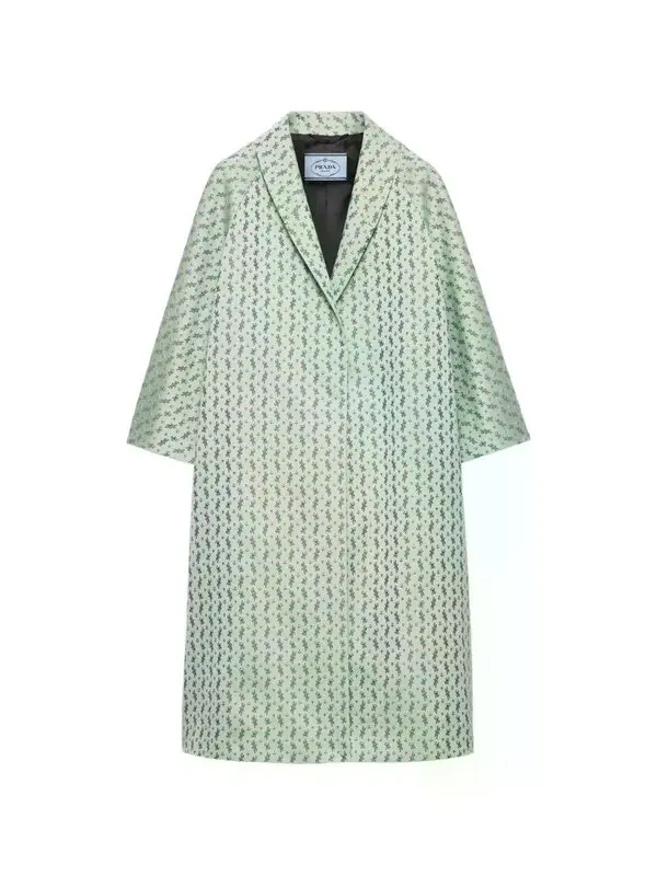 Prada Single-breasted Floral Jacquard Duchesse Coat - Green