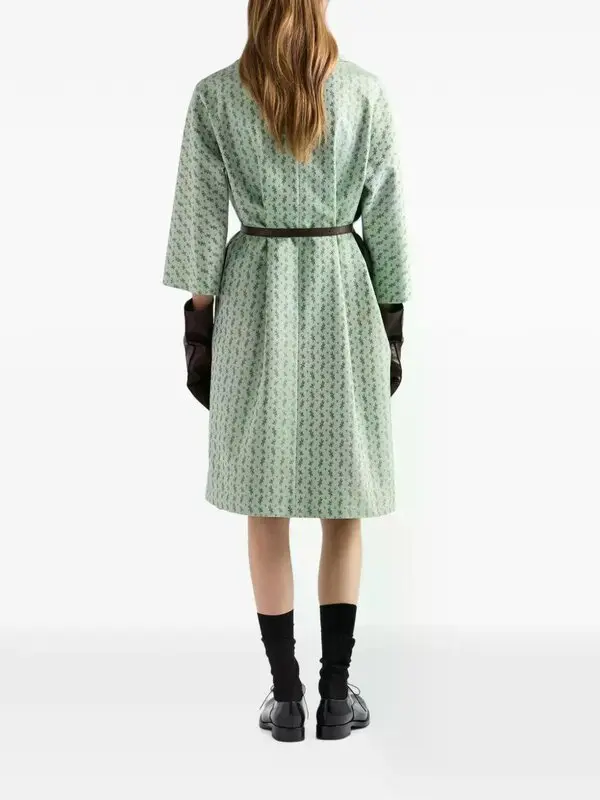 Prada Single-breasted Floral Jacquard Duchesse Coat