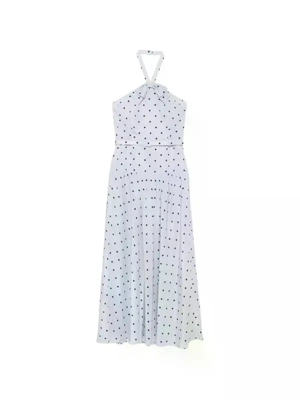 Alessandra Rich Polka-dot Halter-neck Midi Dress - Blue