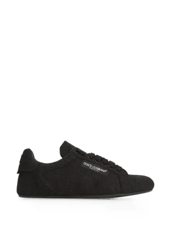 Dolce & Gabbana Split Leather Portofino Soft Sneakers - Black