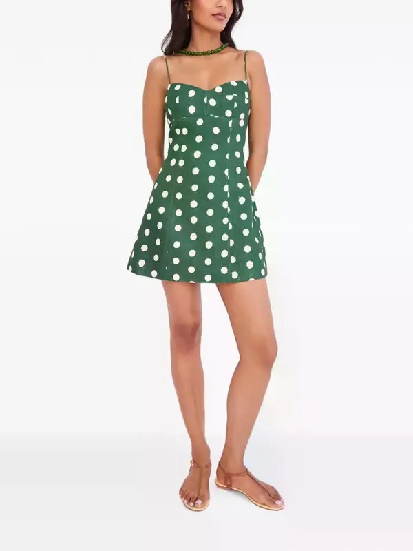 Cara Cara Cherry Polka-dot Mini Dress - Green