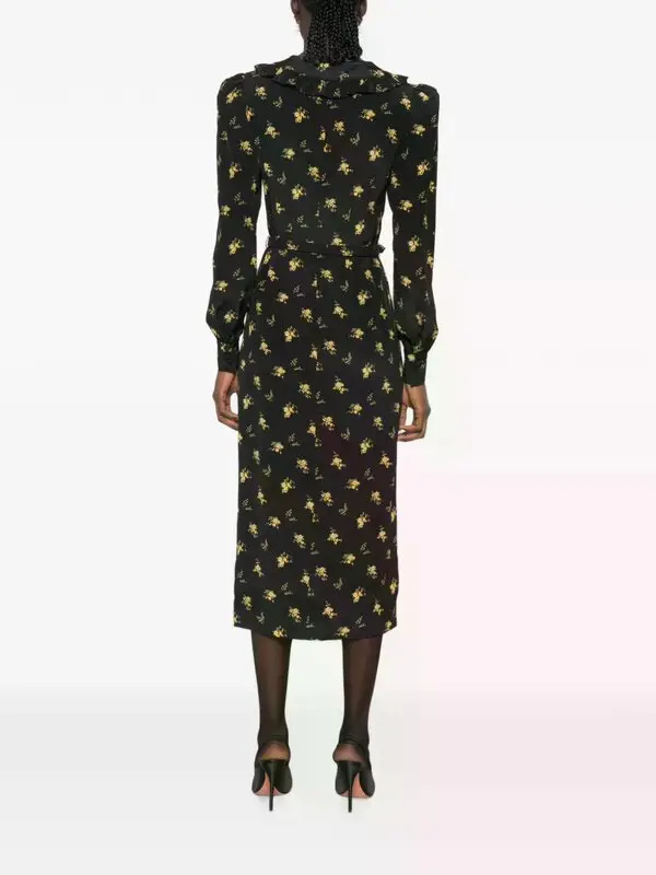 Alessandra Rich Floral Print Ruffled Midi Dress