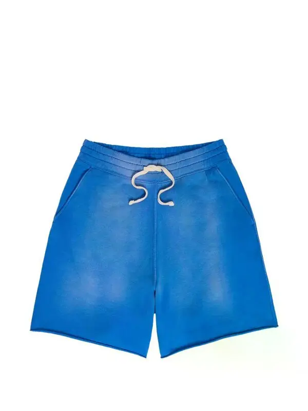 PICANTE Drawstring Raw-cut Cotton Shorts - Blue