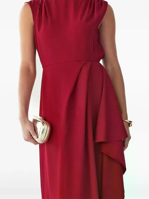 WILLA Draped Ruffled Midi Dress