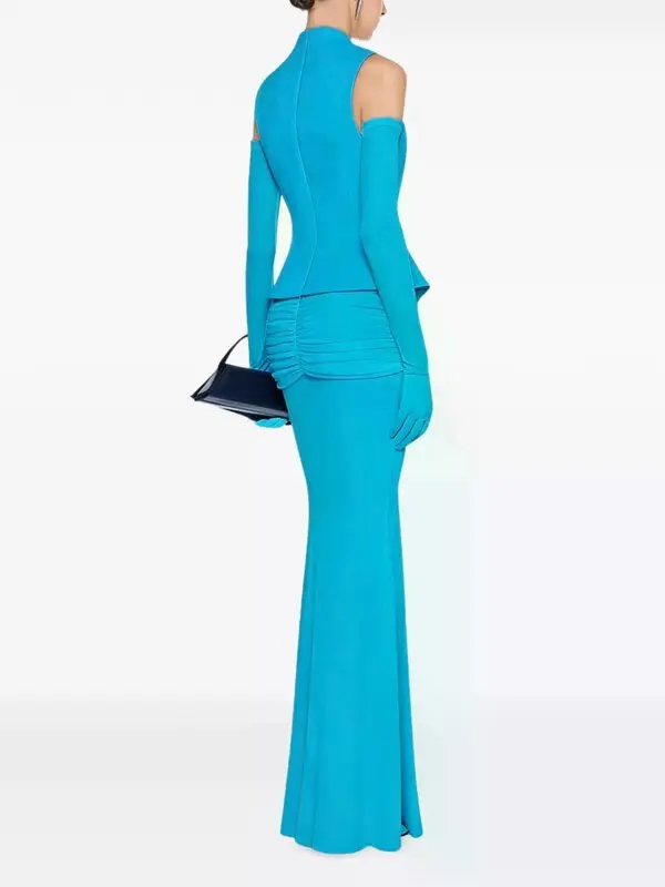 CHATS BY C.DAM Noura V-neck Back-zip Maxi Skirt Set - Blue