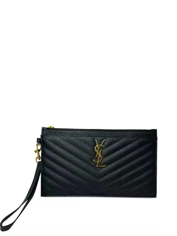 Saint Laurent Cassandre Matelassé Pouch - Black
