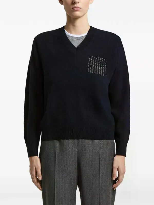 Peserico Bead-embellished V-neck Jumper