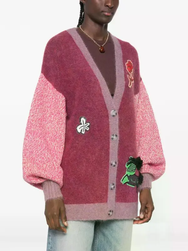 ALEMAIS Alemasis Oversized Embroidered V-neck Cardigan