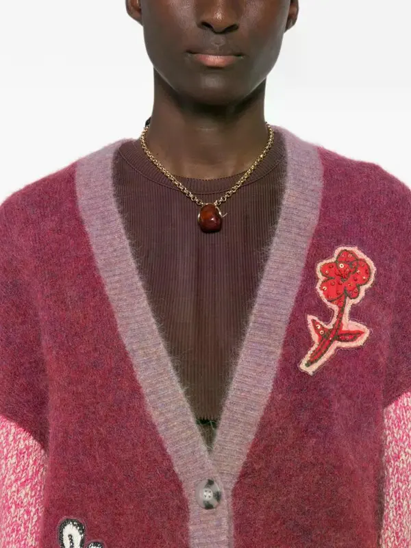 ALEMAIS Alemasis Oversized Embroidered V-neck Cardigan