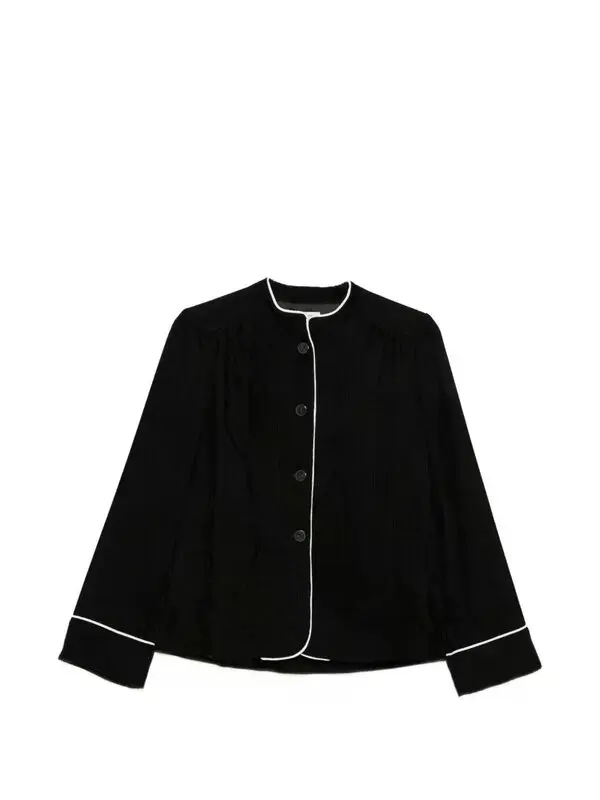 FORTE_FORTE Piped Trim Corduroy Jacket - Black