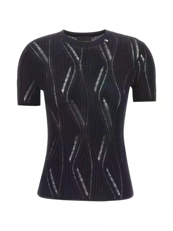Liu Jo Cut-out Ribbed-knit T-shirt - Blue