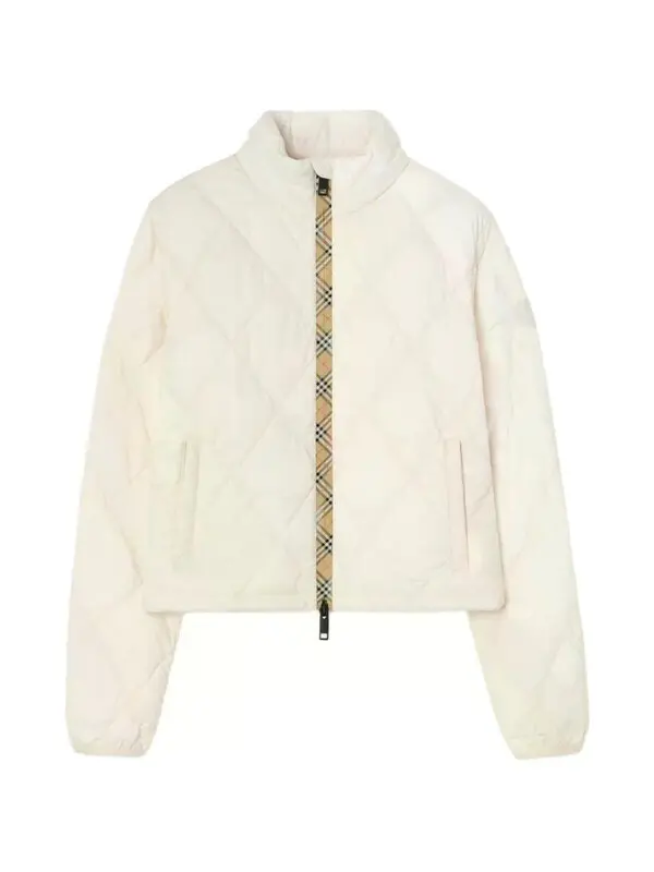 Burberry Quilted Nylon Bramford Jacket With House Check Taping - Neutrals