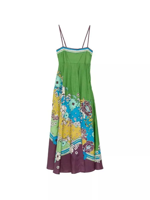 ALEMAIS Floral Print Midi Dress - Green