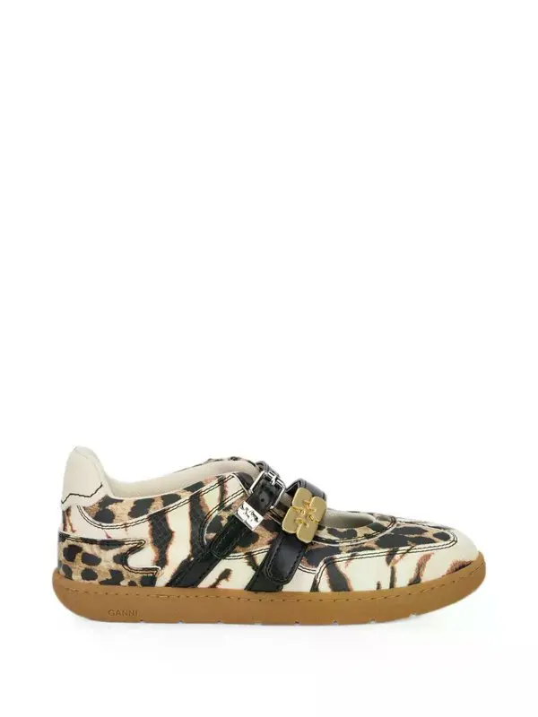 GANNI Animal-print Buckle Ballet Flats
