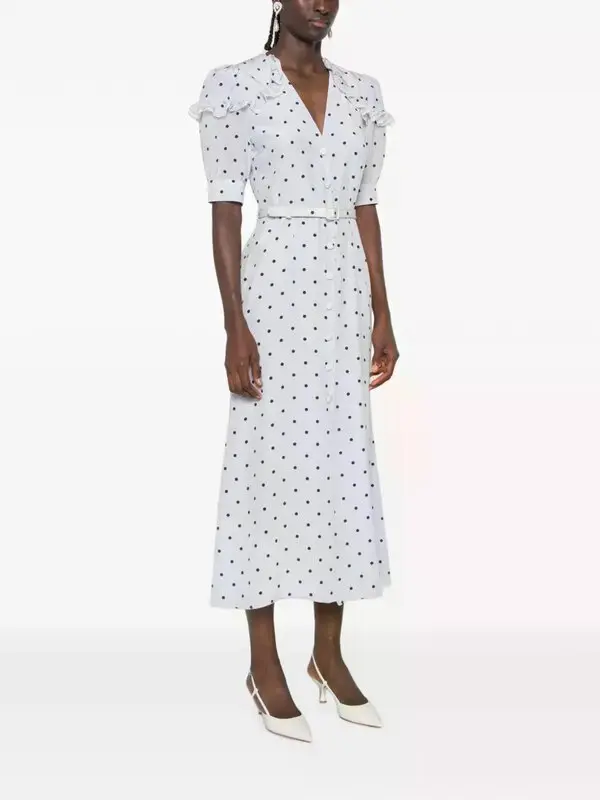 Alessandra Rich Polka-dot Ruffled Midi Dress