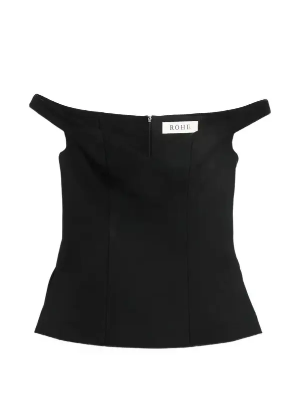 RÓHE Off-shoulder Blouse With V-neck And Rear Zip - Black