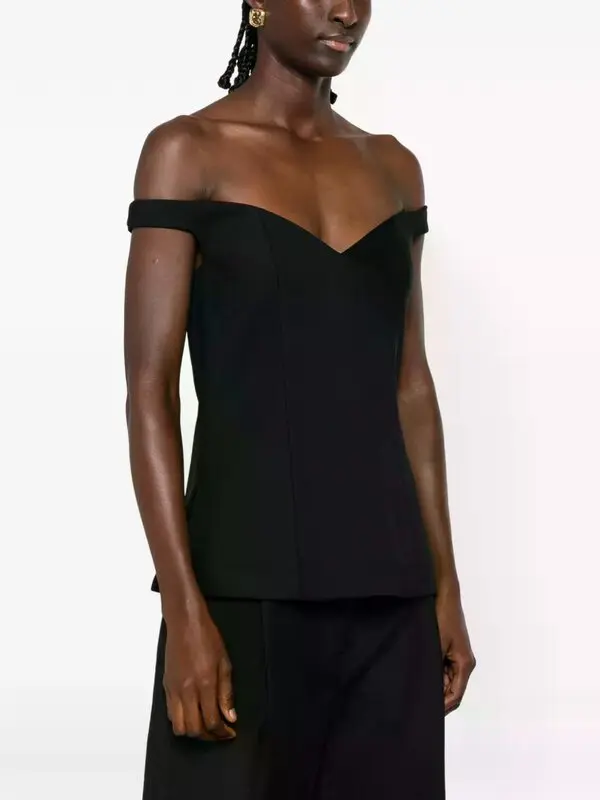 RÓHE Off-shoulder Blouse With V-neck And Rear Zip - Black
