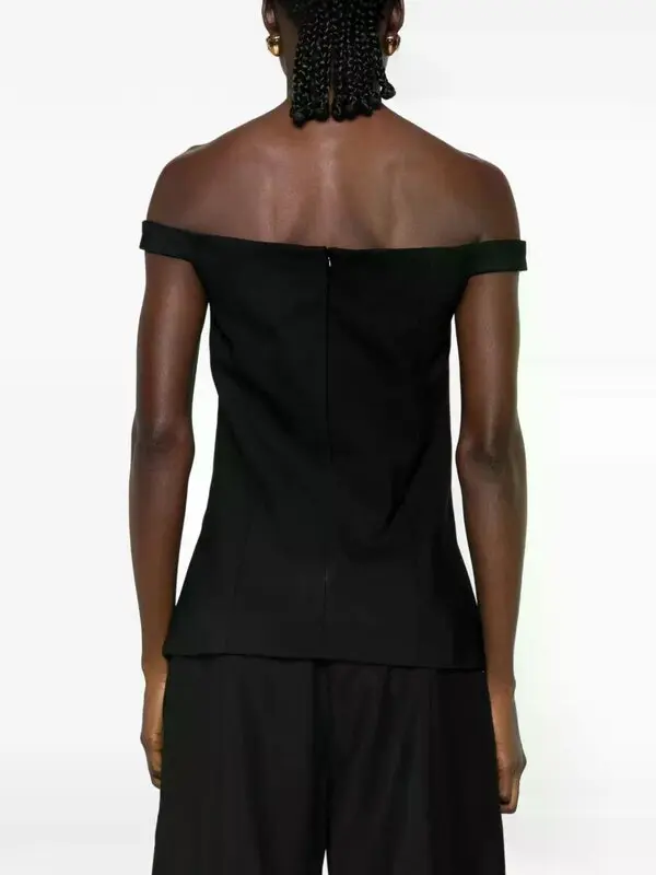 RÓHE Off-shoulder Blouse With V-neck And Rear Zip - Black