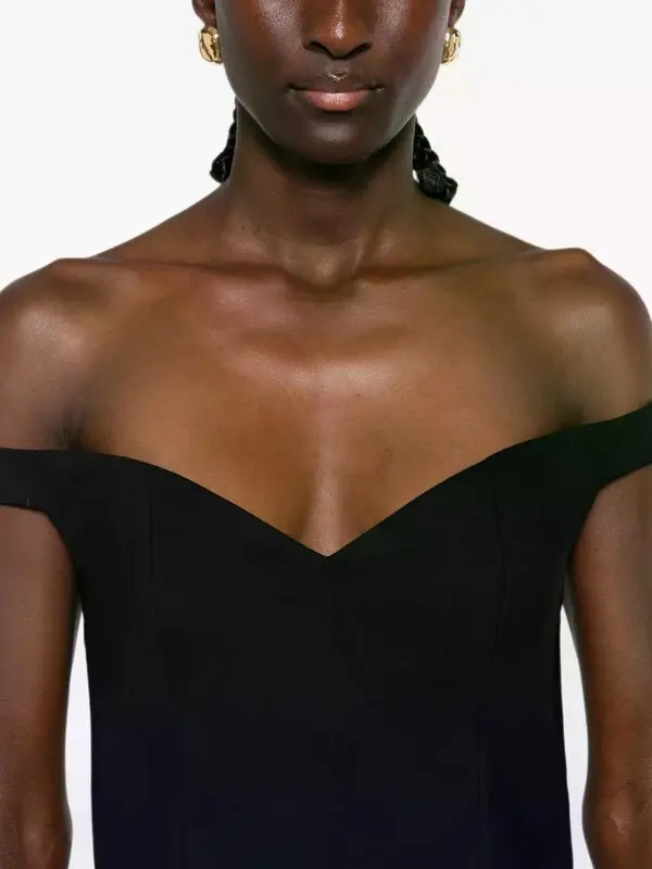 RÓHE Off-shoulder Blouse With V-neck And Rear Zip - Black