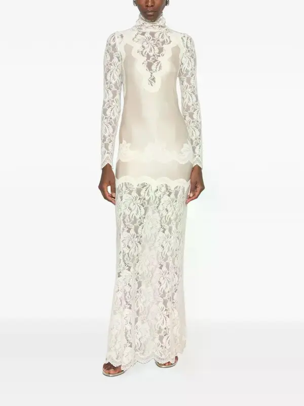 Rabanne Lace-panelled Maxi Dress - Neutrals