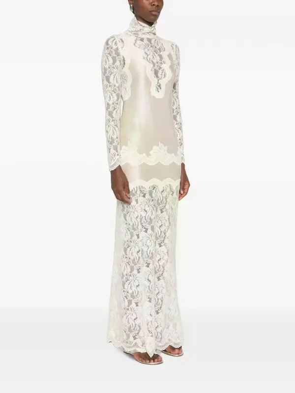 Rabanne Lace-panelled Maxi Dress - Neutrals