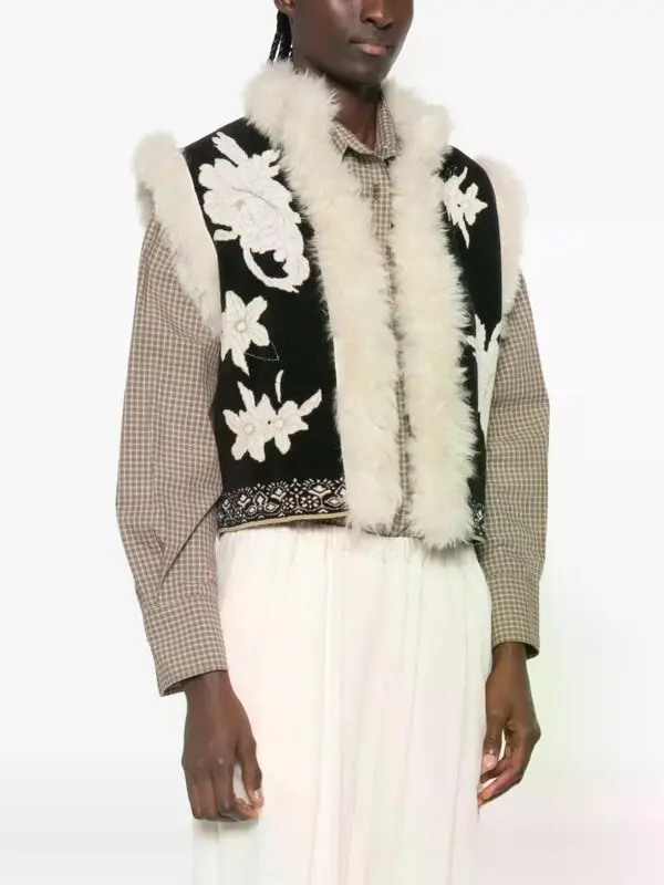 FORTE_FORTE Floral Embroidered Gilet - Black