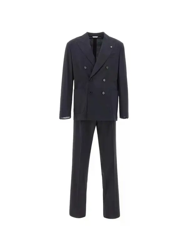 MANUEL RITZ Double-breasted Peak-lapel Suit - Blue