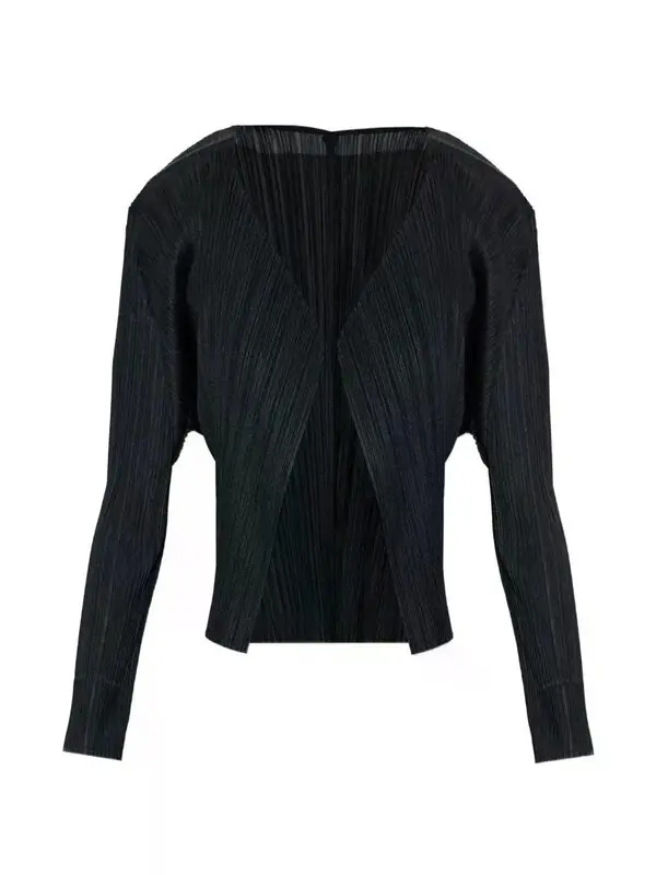 Issey Miyake Pleated Open-front Cardigan - Black